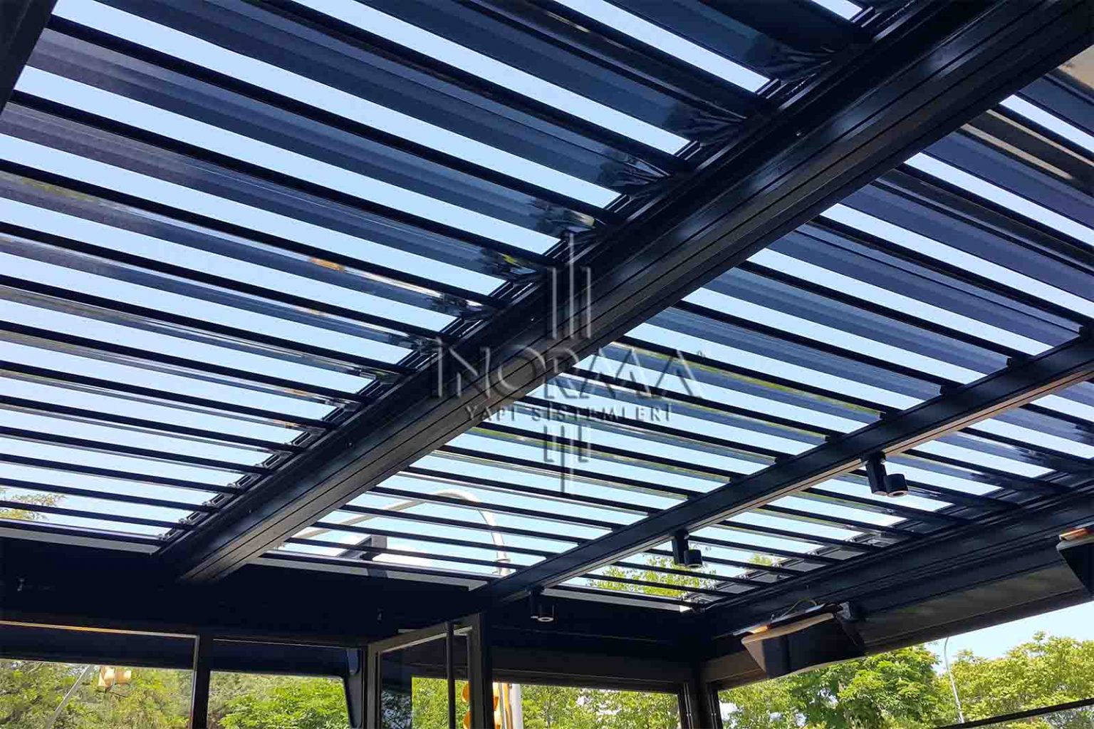 Alüminyum Pergola | Bioclimatic Pergola, Rolling Roof, Giyotin Cam, Zip ...